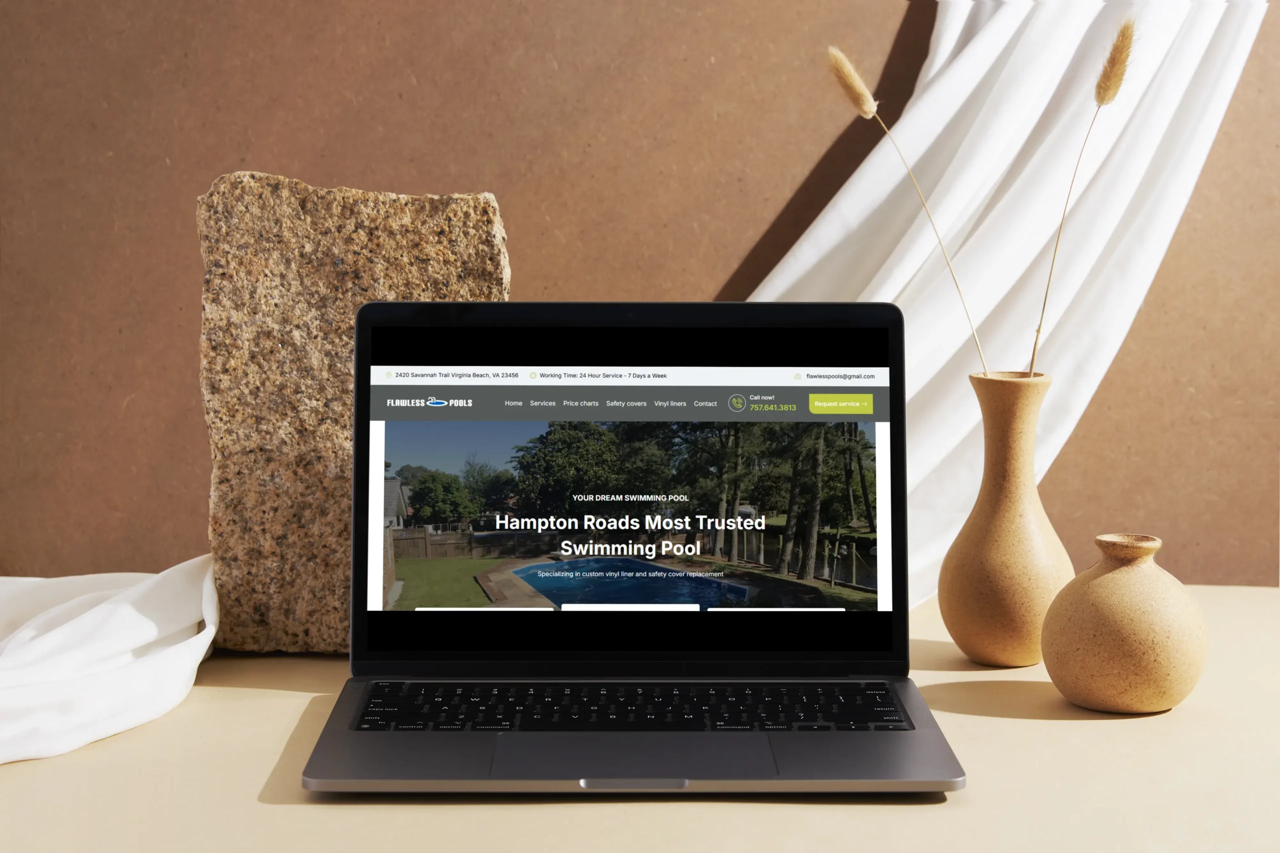 Website For Flowless Pools - Webzent